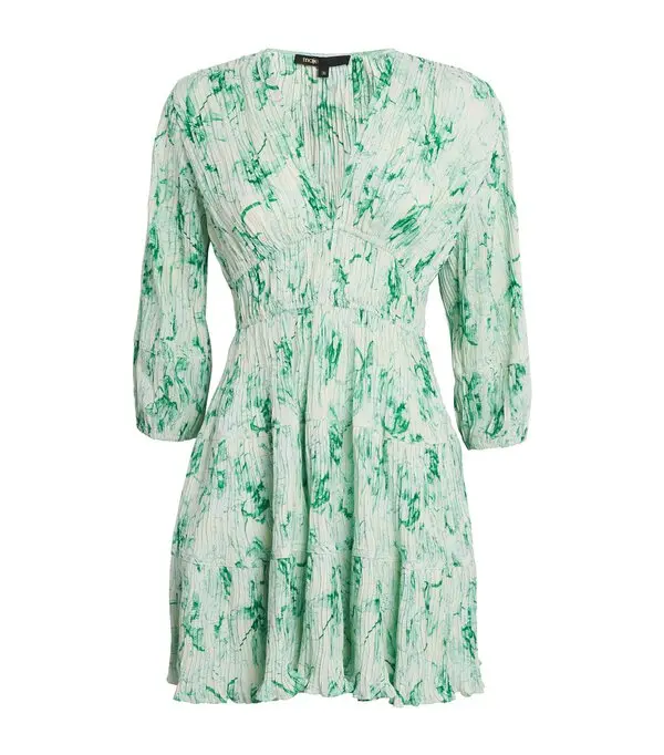 Maje Floral Pleated Mini Dress - Green | Editorialist