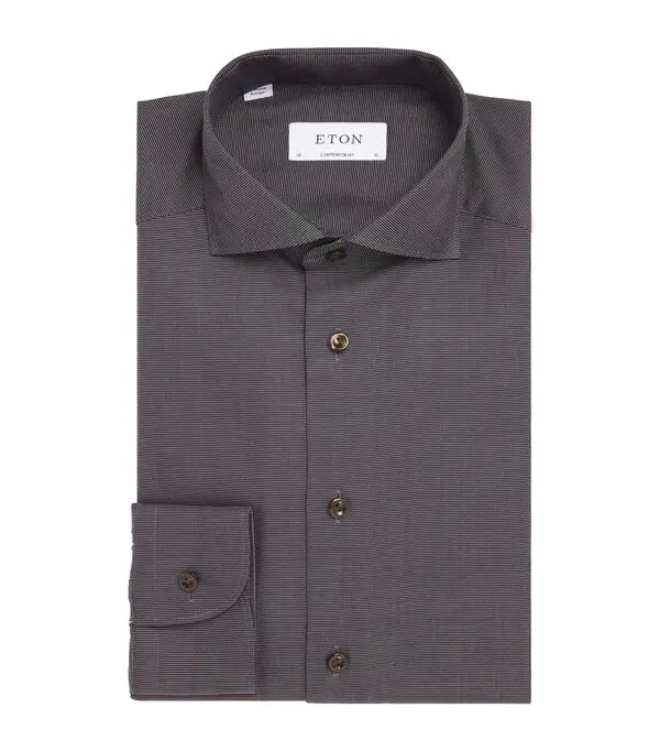 eton men's contemporary fit twill dress shirt reviews Eton Solid Signature Twill Paisley Effect Shirt In Blue