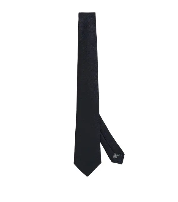 Emporio Armani Silk Geometric Jacquard Neck Tie - Blue