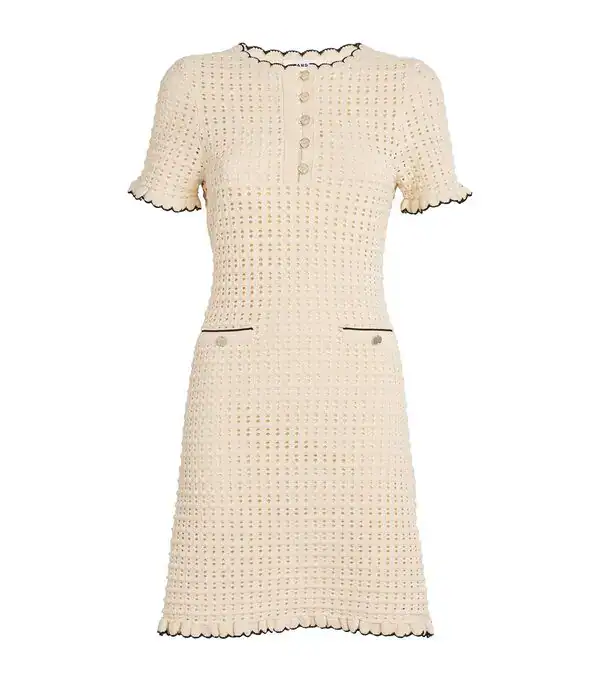 Sandro Open-Knit Mini Dress In Beige - 30% Off | Editorialist