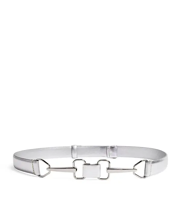 Maje Metallic Leather Horsebit Belt