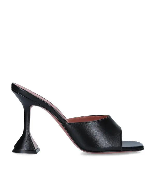 Amina Muaddi Leather Lupita Mules 95 - Black