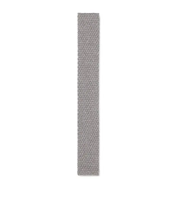 Hugo Boss Silk Knitted Straight Tie - Silver