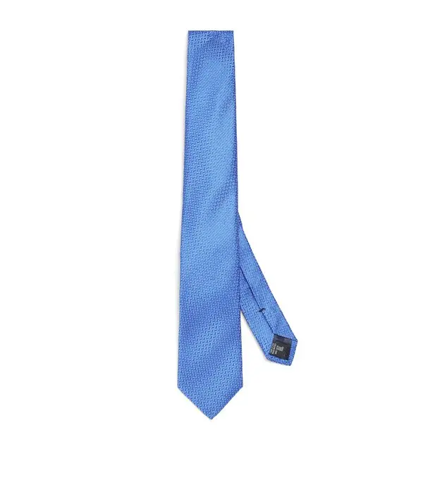 Emporio Armani Patterned Silk Neck Tie - Blue