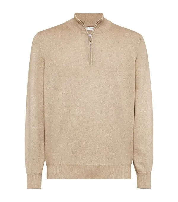 Brunello Cucinelli Cashmere Half-zip Sweater - Brown