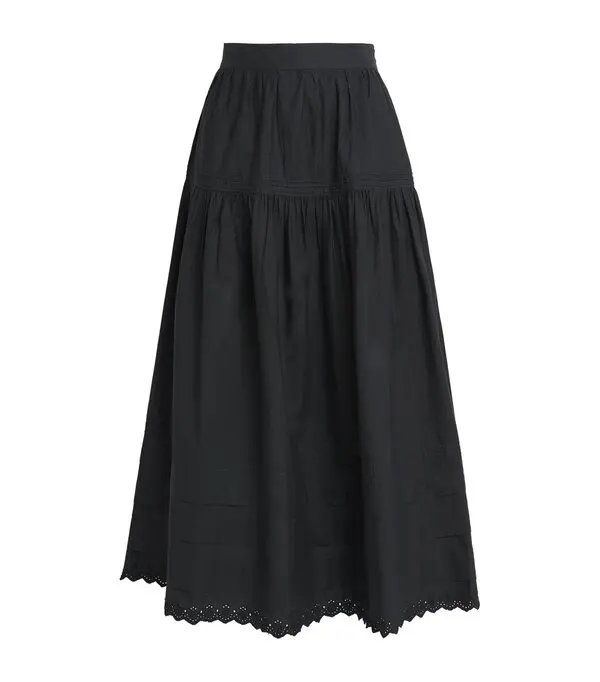 DÔEN Organic Cotton Sebastiane Midi Skirt - Black