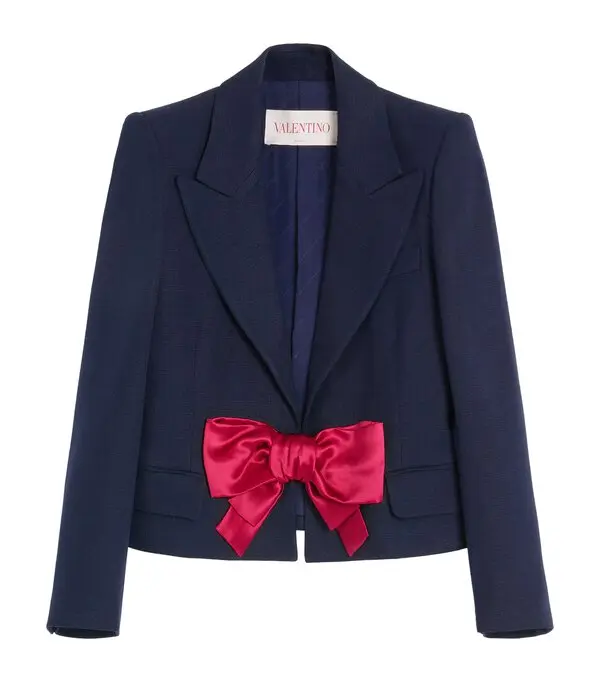 Valentino Garavani Crepe Bow-detail Blazer - Blue