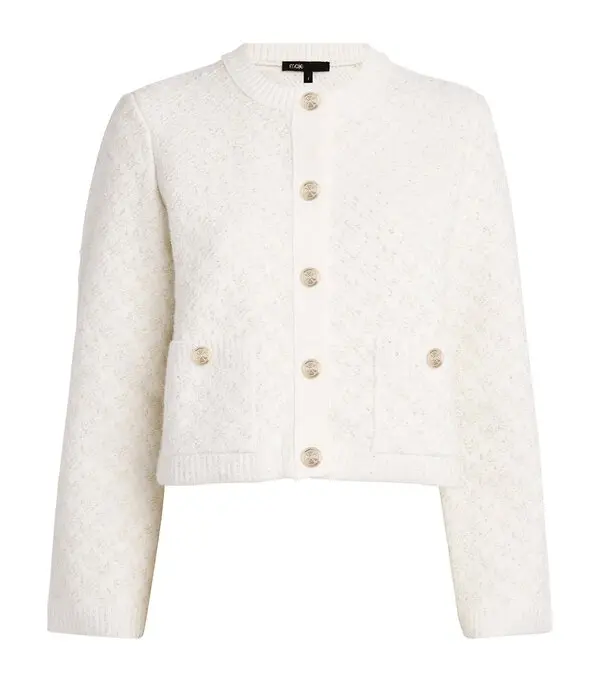 Maje Tweed-effect Cardigan - White