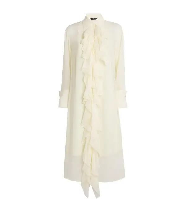 7 For All Mankind Silk Ruffle Midi Dress