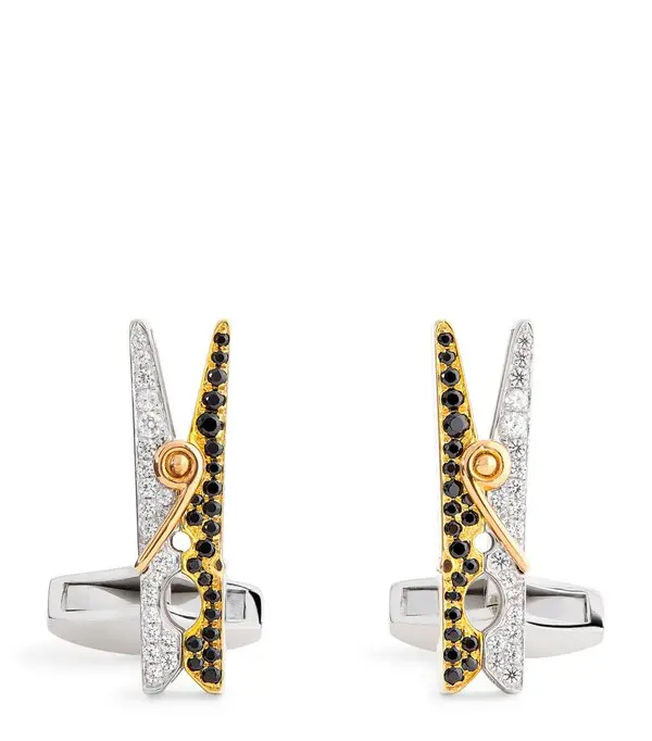 Tateossian Sterling Spinel And Sapphire Mayfair Peg Cufflinks