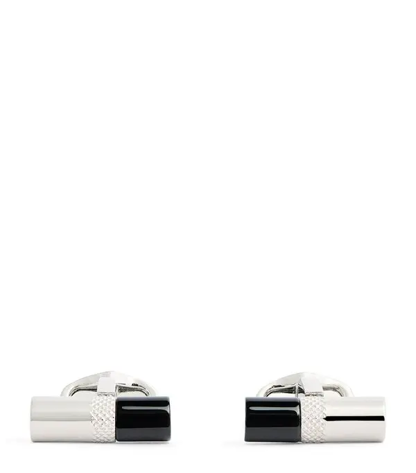 BABETTE WASSERMAN LONDON Rhodium-plated Stone Bar Cufflinks