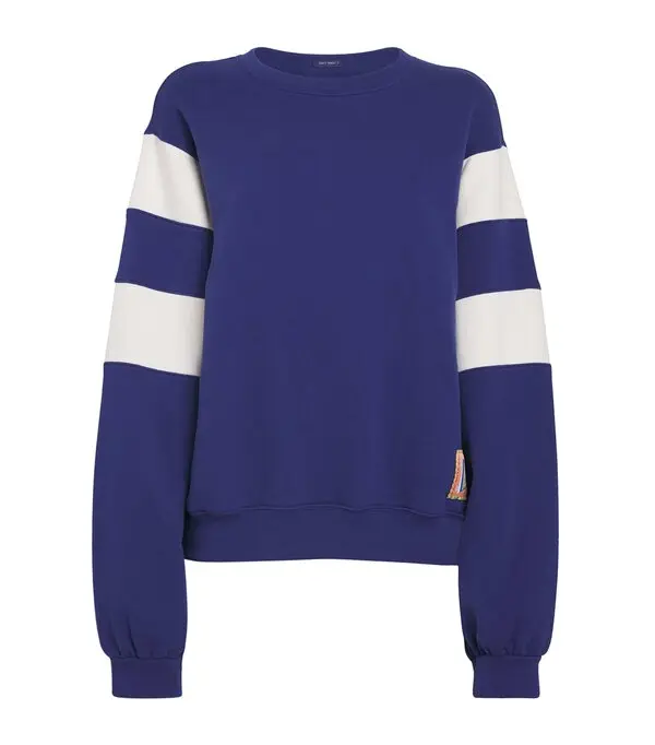 MOTHER The Drop Square Striped Sweatshirt - Blue