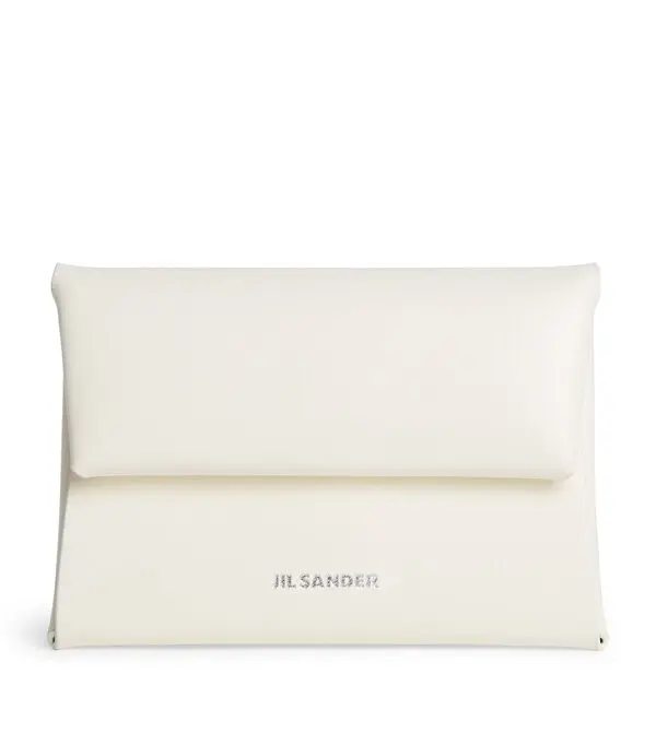 JIL SANDER Calf Leather Folding Wallet - White