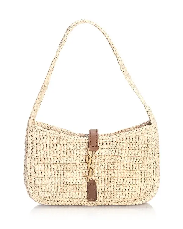 Saint Laurent Le 5 A 7 Mini Hobo Shoulder Bag - Natural/brick/bronze Raffia