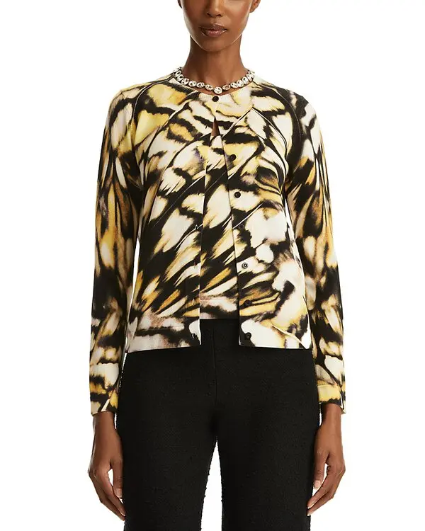 Oscar De La Renta Butterfly Print Cardigan