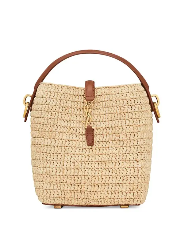 Saint Laurent Le 37 Mini Bucket Bag - Naturel Raffia/gold