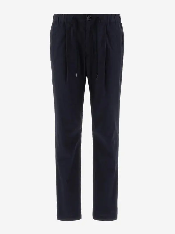 Herno Regular Fit Cotton Pants - Navy Blue