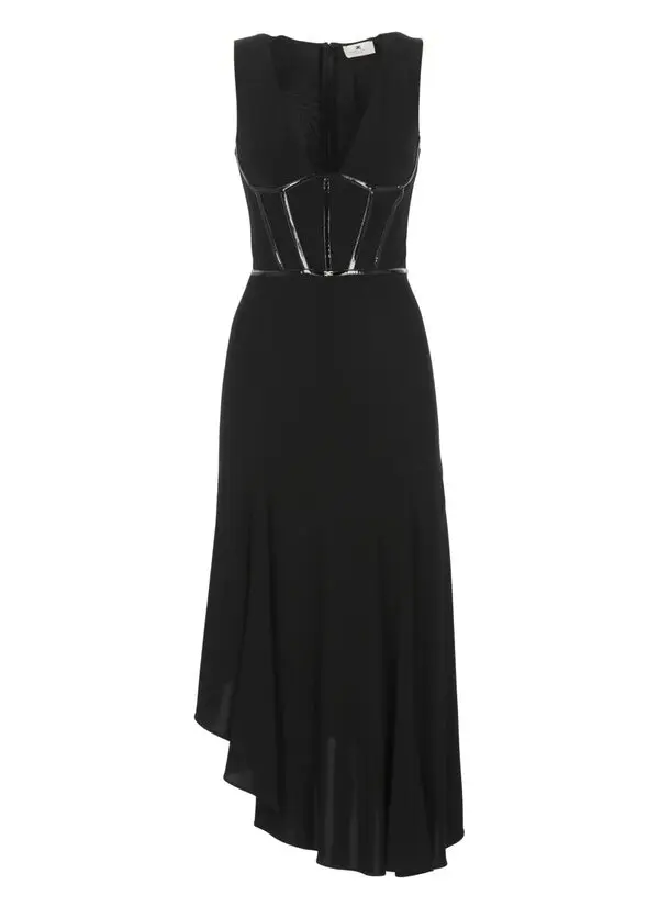 Elisabetta Franchi V-neck Sleeveless Dress - Black