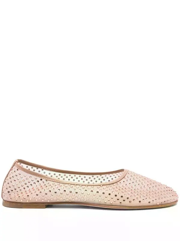 Dear Frances Balla Rhinestone-embellished Ballet Flats - Neutrals
