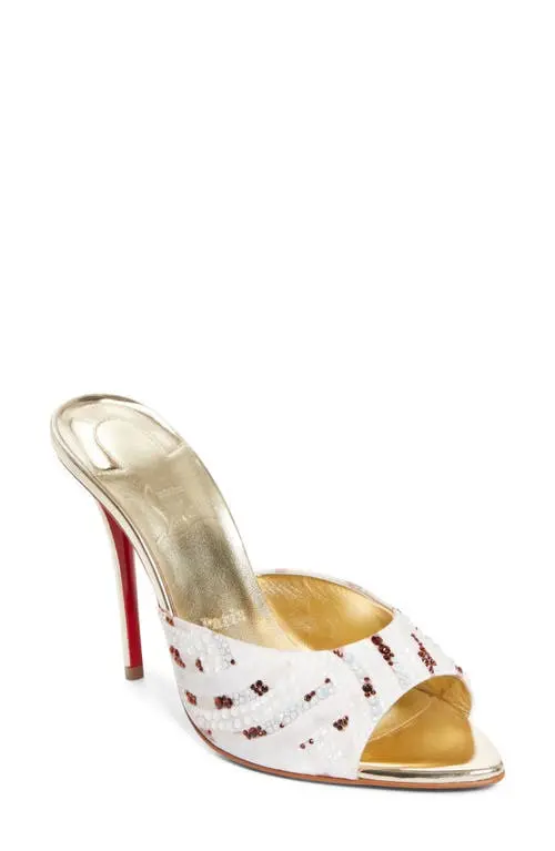CHRISTIAN LOUBOUTIN Miss Z Gaagal Strass Sandal - Multi Leche/ Platine