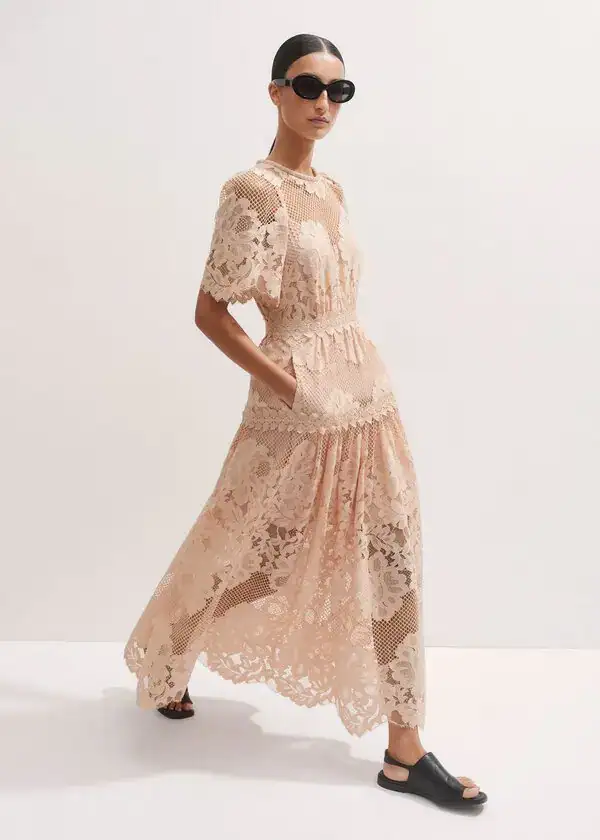 fitted lace wedding dress Stine Goya Floral Long Sleeve Dress in Eccentric Floral at Nordstrom, Size XX-SMALL