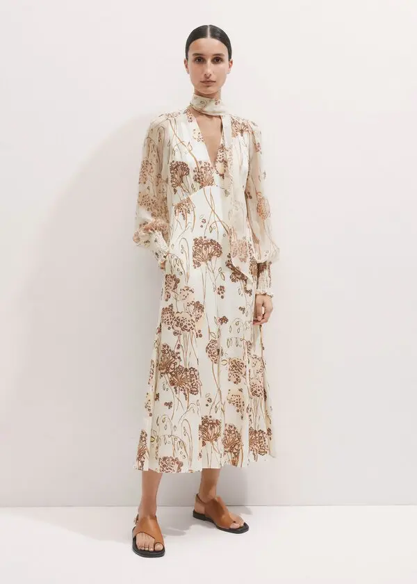 ME+EM Hydrangea Print Maxi Shirt Dress With Tie