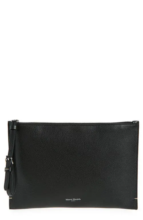 MAISON MARGIELA Large Mm4 Leather Wristlet Pouch - Black/ Black/ Black