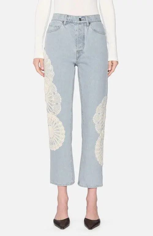 FRAME The Crochet Straight Leg Ankle Jeans - Wisp