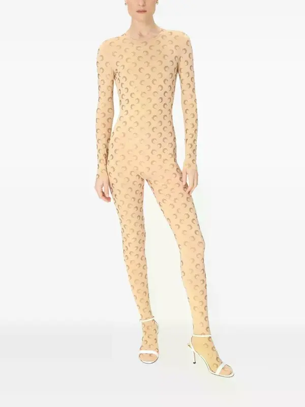 MARINE SERRE Moon-pattern Jersey Jumpsuit - Neutrals