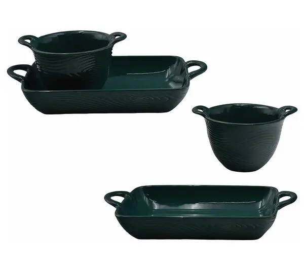 TEMP-TATIONS As Is Woodland 4-pc Baker And Bowl Set