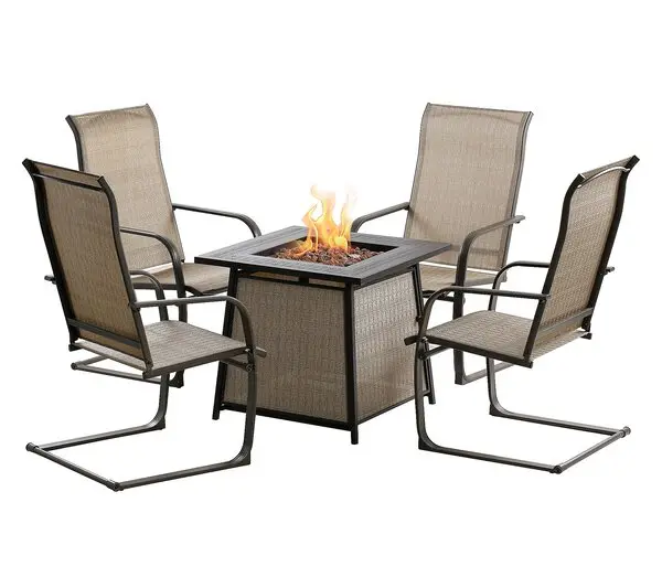 HEATMAXX 5pc Outdoor Chair Set With Gas Fire Ta Ble
