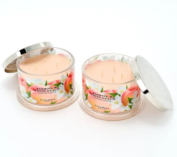 HOMEWORX BY SLATKIN + CO. S/2 18oz Jasmine+ White Peach