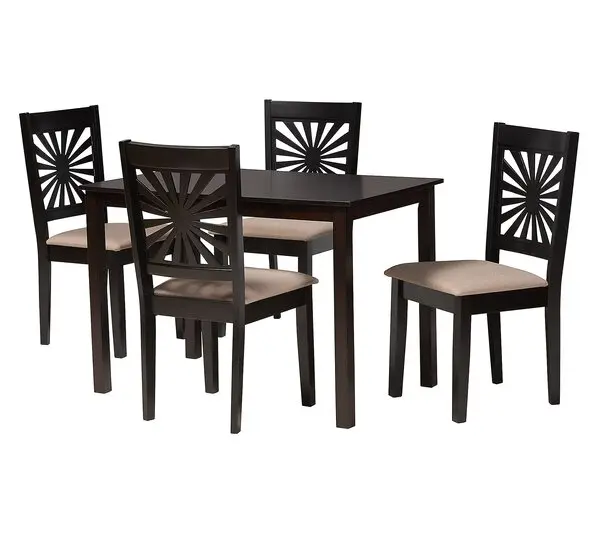 BAXTON STUDIO Olympia Fabric And Wood 5-piece D Ining Set