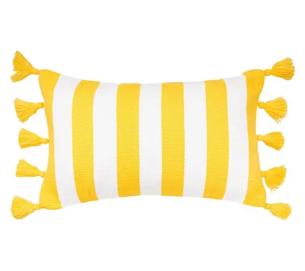 VALERIE PARR HILL Cabana Daffodil Stripes Tassels Pillow Valer Ie