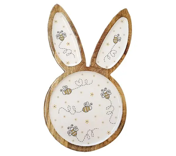 TEMP-TATIONS As Is Special Edition Wood Bunny Serving Tray