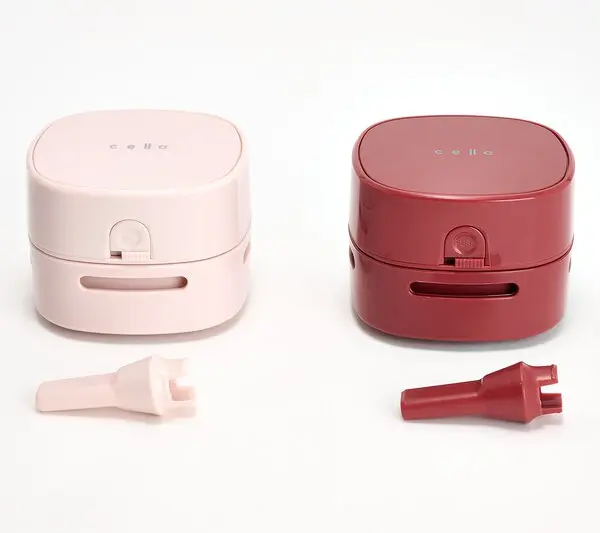 CELLA Set Of 2 Mini Countertop Vacuum Cleaners W/ Nozzles