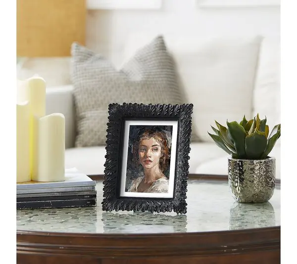 GLITZHOME Black Scoop Resin Tabletop Picture Fr Ame