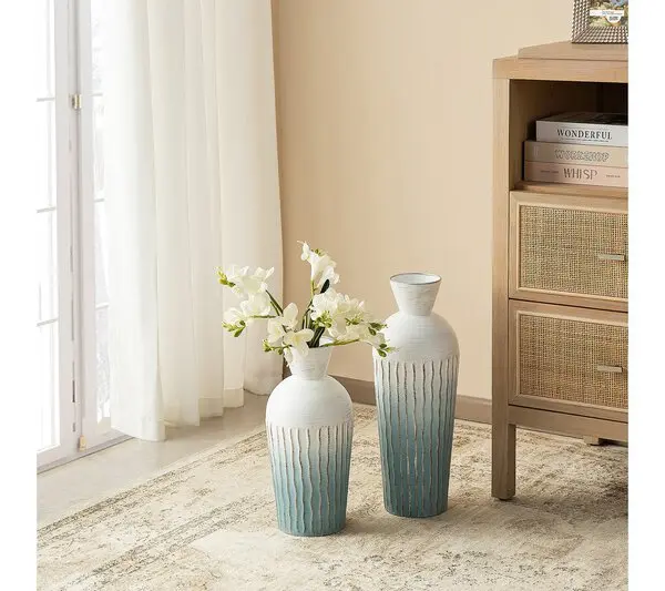 GLITZHOME Modern Abstract Ombre Metal Vases Setof 2