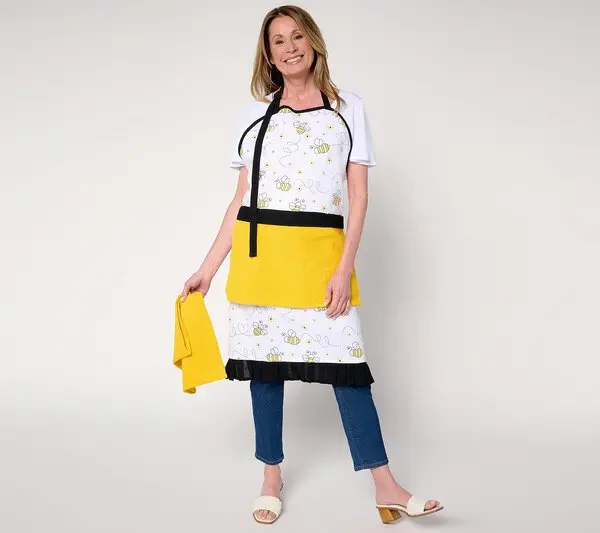 TEMP-TATIONS As Is Special Edition Apron With2 Dish Towels