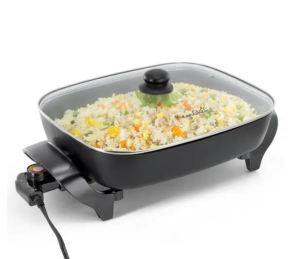 MEGACHEF 14.96' Electric Fry Pan With Tempered Ass Lid