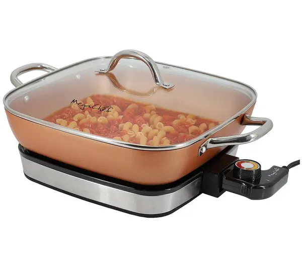 MEGACHEF 11.81' Electric Fry Pan With Copper Co Ating