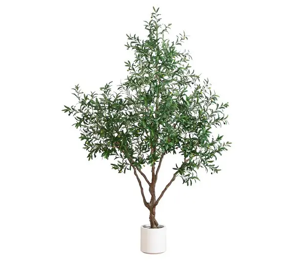 NEARLY NATURAL 8' Grand Olive Tree In Decorativ E Planter