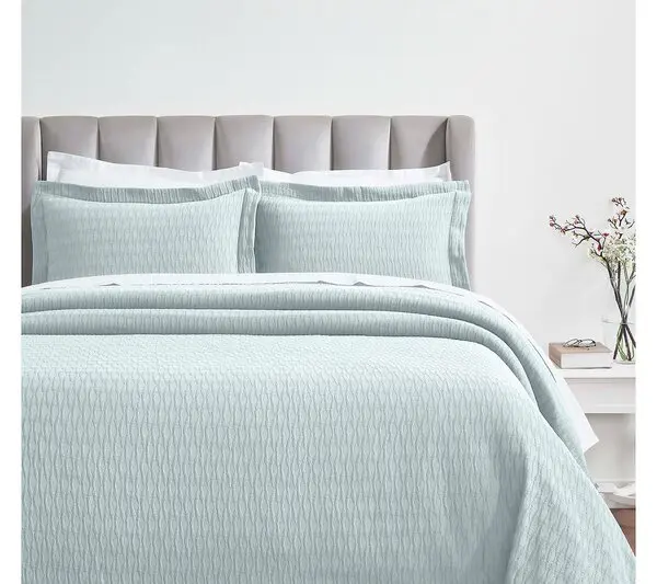 SUPERIOR Calvert Cotton Geometric Bedspread & Sham Set, Queen