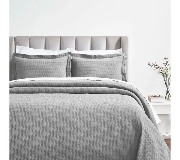 SUPERIOR Calvert Cotton Geometric Bedspread & S Ham Set, Full