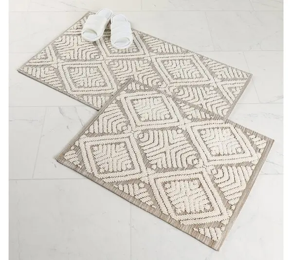 SUPERIOR 2-piece Ceton Geometric Bath Rug Set, Edium