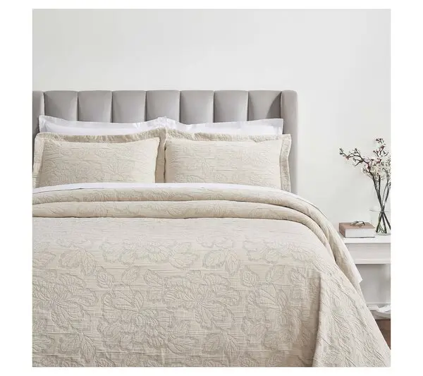 SUPERIOR Hibiscus Cotton Bedspread And Sham Set, Queen