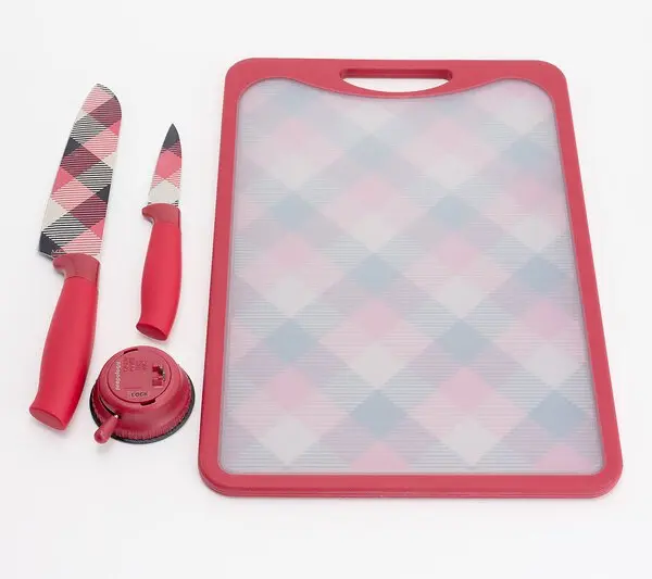 PREPOLOGY Printed Cutting Board W/ Knife Set And Sharpener