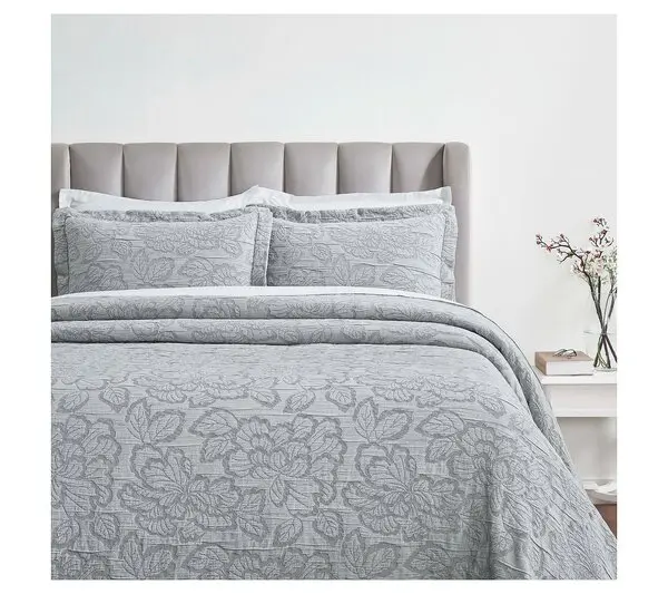 SUPERIOR Hibiscus Cotton Bedspread And Sham Set, Full