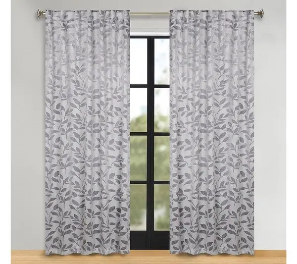 SUPERIOR Leaves Room Darkening Curtains With Ba Ck Tabs, 52x96