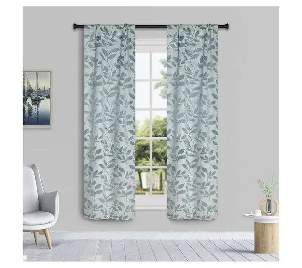 SUPERIOR Leaves Room Darkening Curtains Set, 36 X63